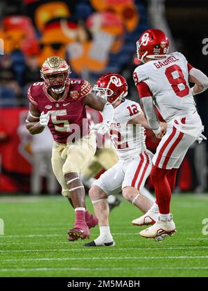 Florida State defensive lineman Jared Verse speaks during the Atlantic ...