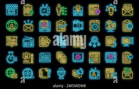 Social project icons set. Outline set of social project vector icons ...