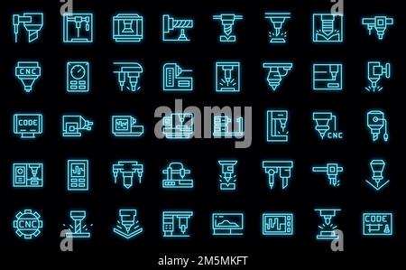 Cnc machine icons set outline vector. Mill controller. Industrial tool Stock Vector Image & Art ...