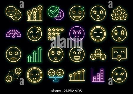 Satisfaction level icons set outline vector. Customer smile. Good face ...