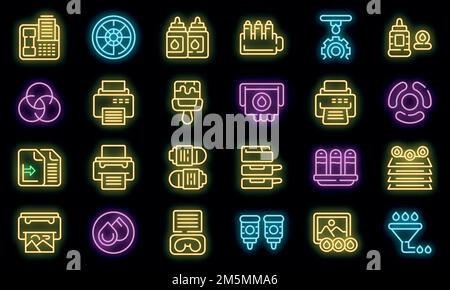 Cartridge filling icons set outline vector. Computer copier. Device ...