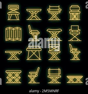 Folding furniture icons set. Outline set of folding furniture vector ...