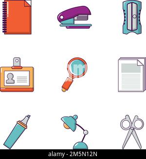 Magnifier stationery icons set vector color Stock Vector Image & Art ...