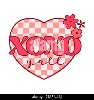 Retro groovy Valentines day quote. Hello beautiful. Vector illustration ...