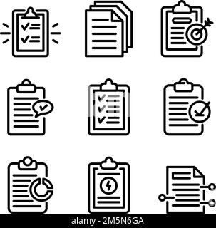 Data writing linear icons set. Analysis, Excel, Algorithm ...