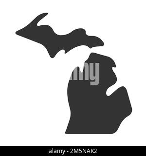 Michigan, state of USA - solid black outline map of country area ...