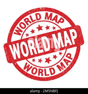WORLD MAP text written on red grungy stamp sign Stock Photo - Alamy