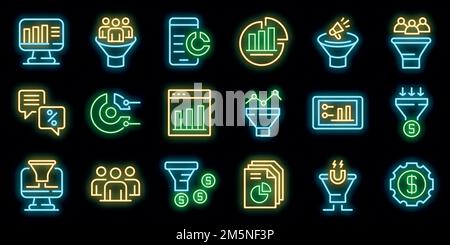 Conversion rate icons set. Outline set of conversion rate vector icons ...