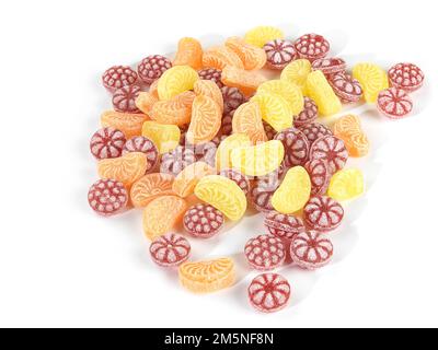 Orange and Lemon Lollipop Candy Isolated on White Background Stock ...