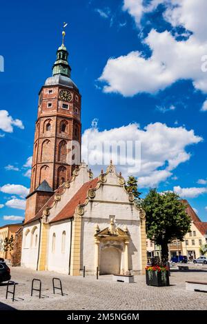 Georgenkapelle and Hausmannsturm, Luckau, Brandenburg, Germany Stock ...