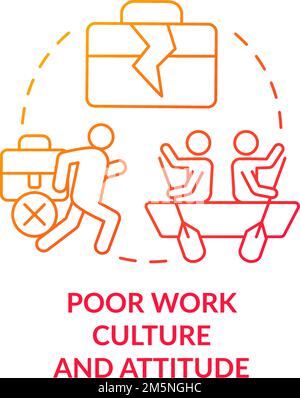Poor work culture and attitude red concept icon Stock Vector Image ...