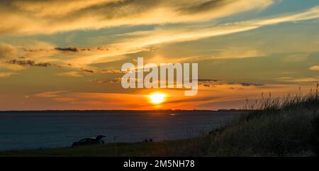 Panorama, sunset, dunes on Sonderstrand, Romo, Denmark Stock Photo - Alamy