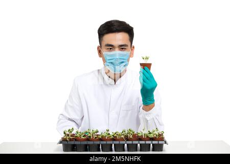 Male young scientists study plants Stock Photo - Alamy