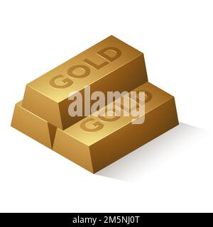 Gold Bar with Darker Embossed Text isolated on a White Background Stock ...