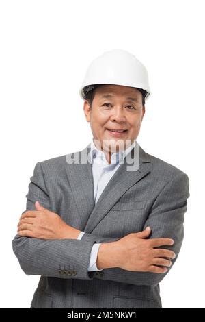 Middle-aged male construction engineer with the drawing Stock Photo - Alamy