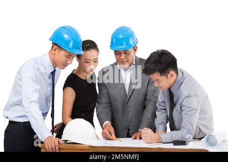 Research team building design drawings Stock Photo - Alamy
