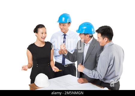 Research team building design drawings Stock Photo - Alamy