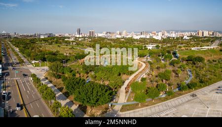 Aerial view of Taichung Central Park. Xitun District Shuinan Economic ...