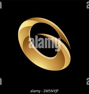 Golden Glossy Spiky Round Letter A Icon on a White Background Stock ...