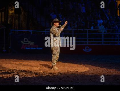 Lt. Gen. John Evans, commanding general of Army North, speaks to one of ...