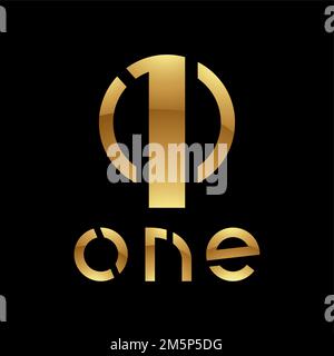 Golden Symbol for Number 1 on a Black Background - Icon 3 Stock Photo ...