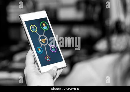 Smartphone screen displaying a collaboration concept Stock Photo - Alamy