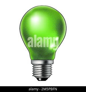 Illustration of Scratchboard Engraved Lightbulb Stock Photo - Alamy
