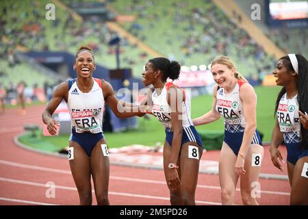 French women's 4x100 relay (Floriane Gnafoua,). Eurocup Munich 2022 ...