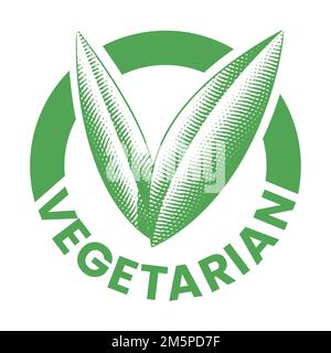 Vegetarian Engraved Green Leaves Icon isolated on a White Background ...