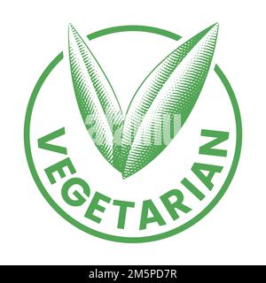 Vegetarian Engraved Green Leaves Icon isolated on a White Background ...