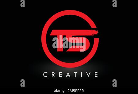 Red TS Brush Letter Logo Design. Artistic Handwritten Brush Letters ...