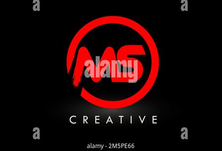 Red MS Brush Letter Logo Design. Artistic Handwritten Brush Letters ...