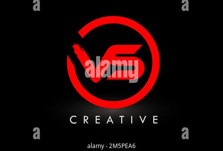 Red VS Brush Letter Logo Design. Artistic Handwritten Brush Letters ...
