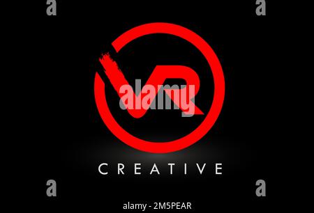 Red VR Brush Letter Logo Design. Artistic Handwritten Brush Letters ...