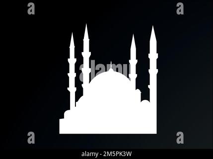 Islamic template, stencil, pattern, grey mosque, icon, isolated on ...