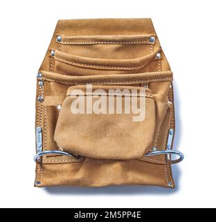 Empty leather tool belt isolated on white Stock Photo - Alamy