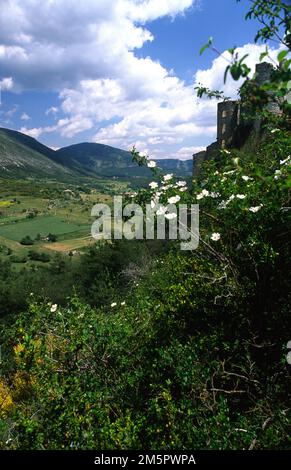 Old typical perched village of Bargème, the highest in the Var Stock ...