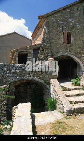 Old typical perched village of Bargème, the highest in the Var Stock ...