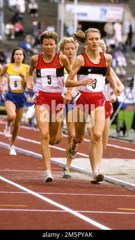 INGRID KRISTIANSEN Norwegian long distance runner cheering after the ...