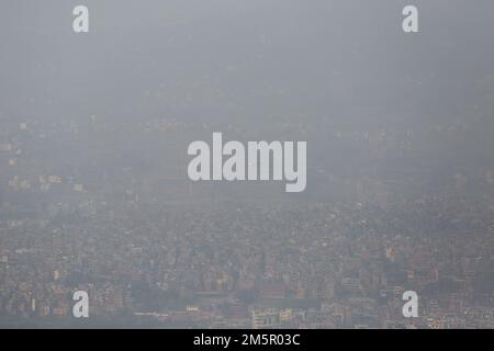 Nepal. 30th Dec, 2022. Smog and air pollution in Kathmandu Valley as seen from Ranikot ...