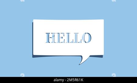 Word hello on paper cut speech bubble. Concept of communication ...