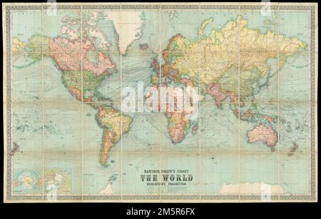 Bartholomew's chart of the world on Mercator's projection , World maps ...