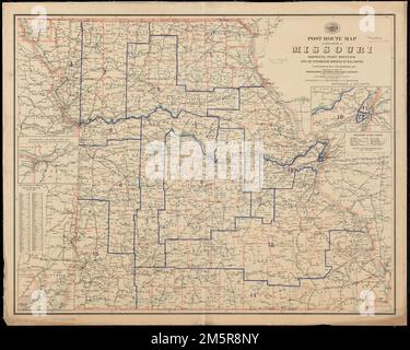 MISSOURI: State map showing counties. Britannica 9th edition, 1898 ...