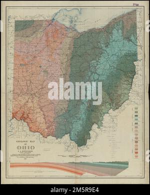 A geological map of Ohio. Geologic formations shown by colors and ...