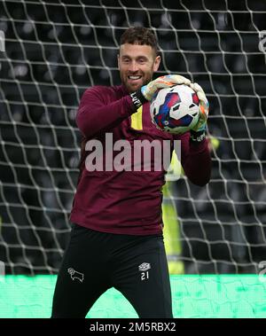 Derby County goalkeeper Scott Loach wearing a 'Football v Homophobia ...
