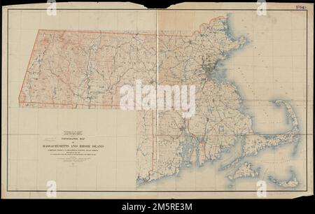 Topographic map of Massachusetts and Rhode Island , Massachusetts, Maps ...
