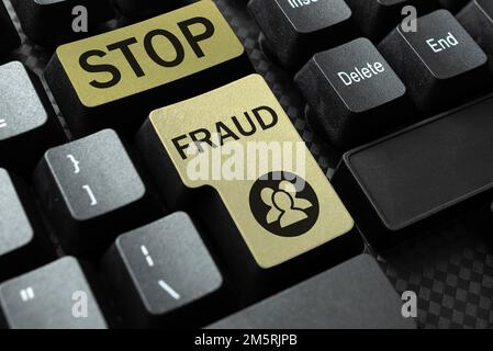 Inspiration showing sign Stop Fraud, Conceptual photo campaign advices ...