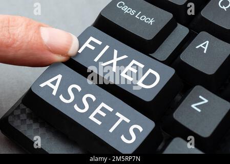 Sign displaying Fixed Assets. Conceptual photo long-term tangible piece ...