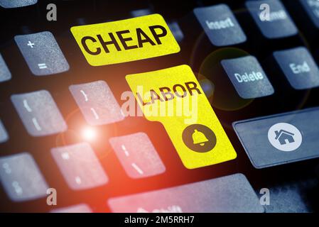 Conceptual caption Cheap Labor. Concept meaning when a person works ...