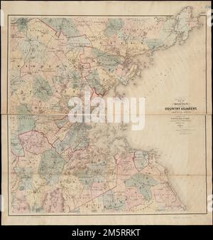 Map of Boston and the country adjacent from actual surveys. Shows roads ...